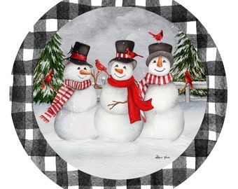 Winter Rose Snowman Sign, Red and Black Snowman Christmas, Wreath Sign ...