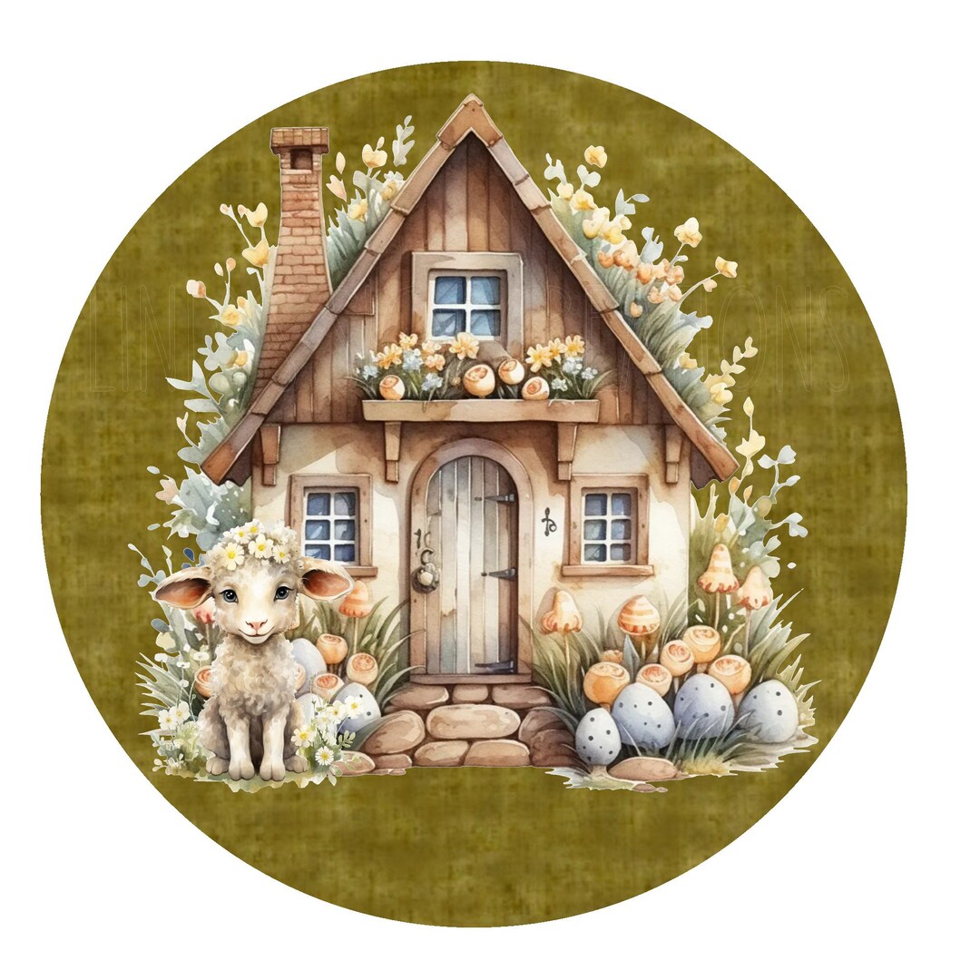 Rustic Easter House Wreath Sign, Metal Wreath Sign, Round Wreath Sign ...