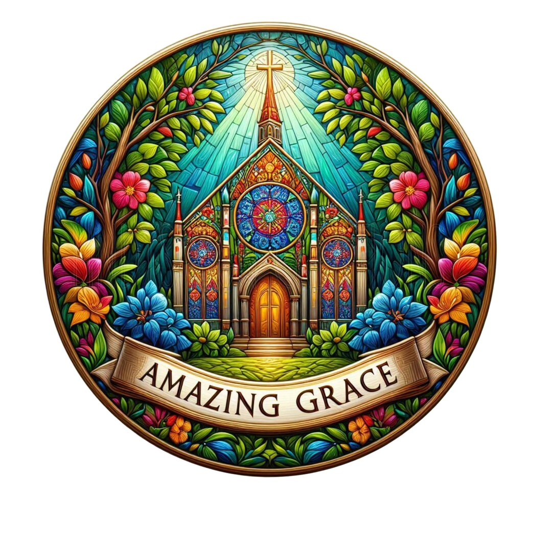 Amazing Grace Church Wreath Sign, Metal Wreath Sign, Round Wreath Sign ...