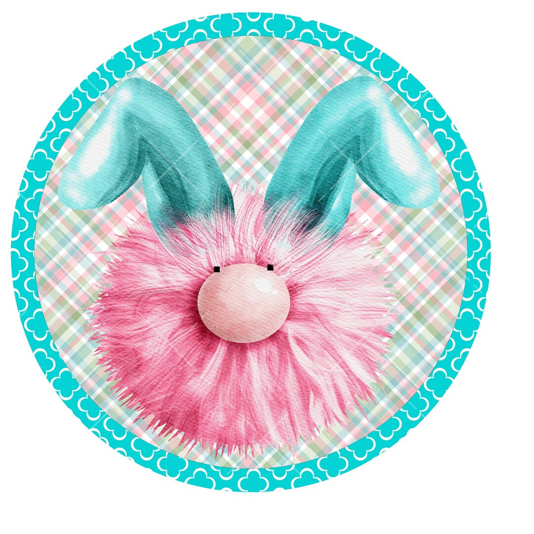 Fuzzy Bunny Wreath Sign, Metal Wreath Sign, Signs for Wreaths, Easter ...