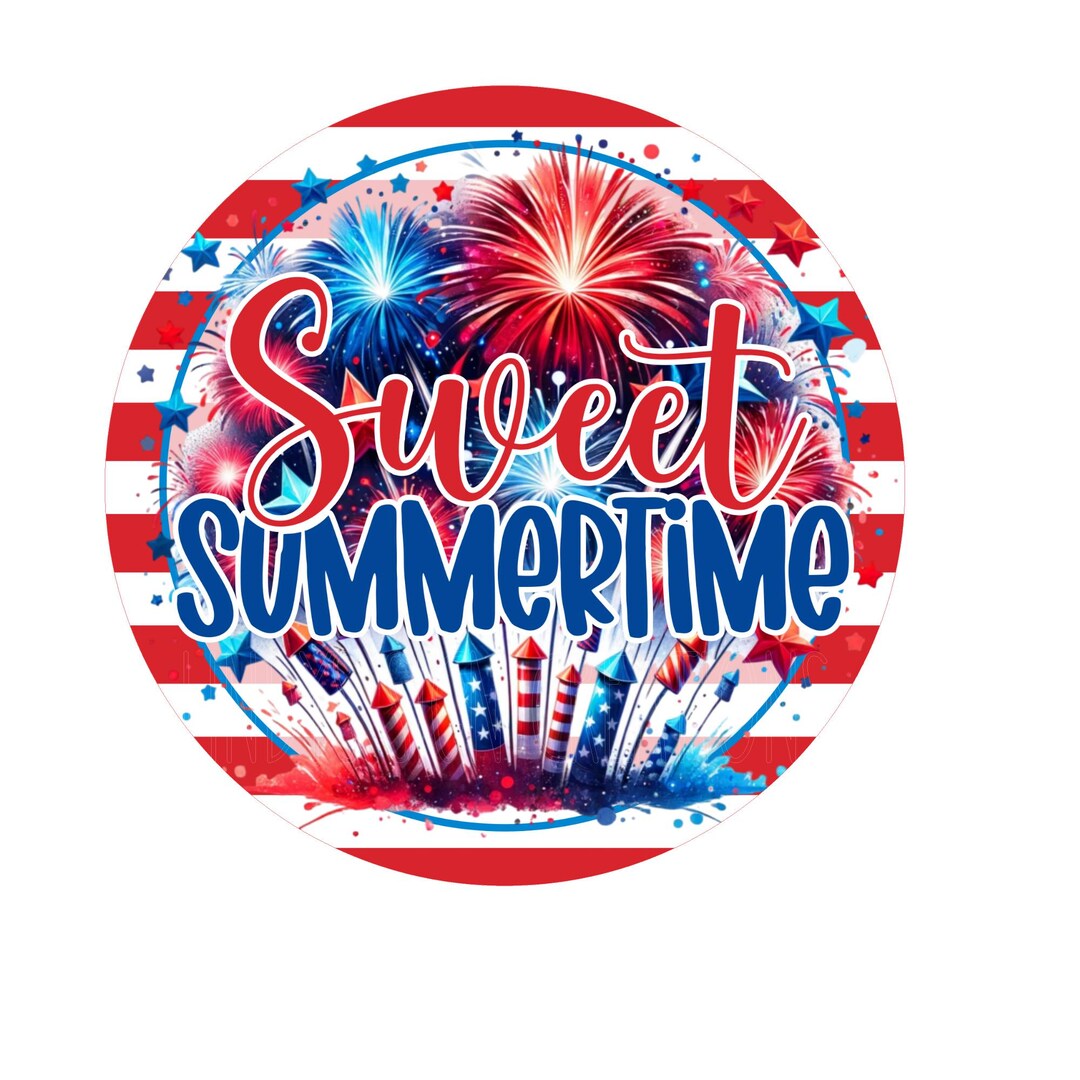 Patriotic Rockets, Fireworks, Sweet Summertime Wreath Sign, Metal ...