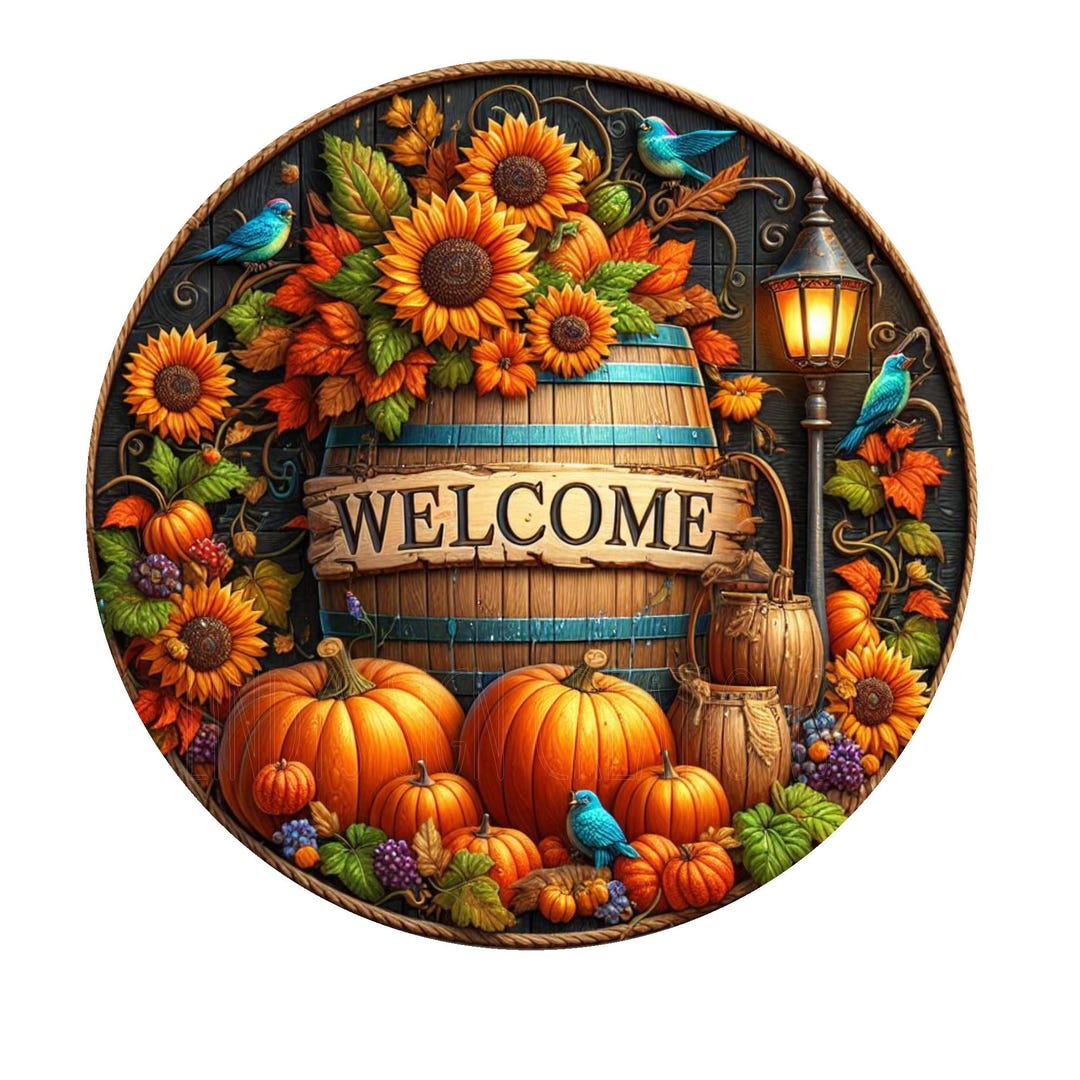 Welcome Pumpkins Wreath Sign, Fall Wreath Sign, Metal Wreath Sign ...
