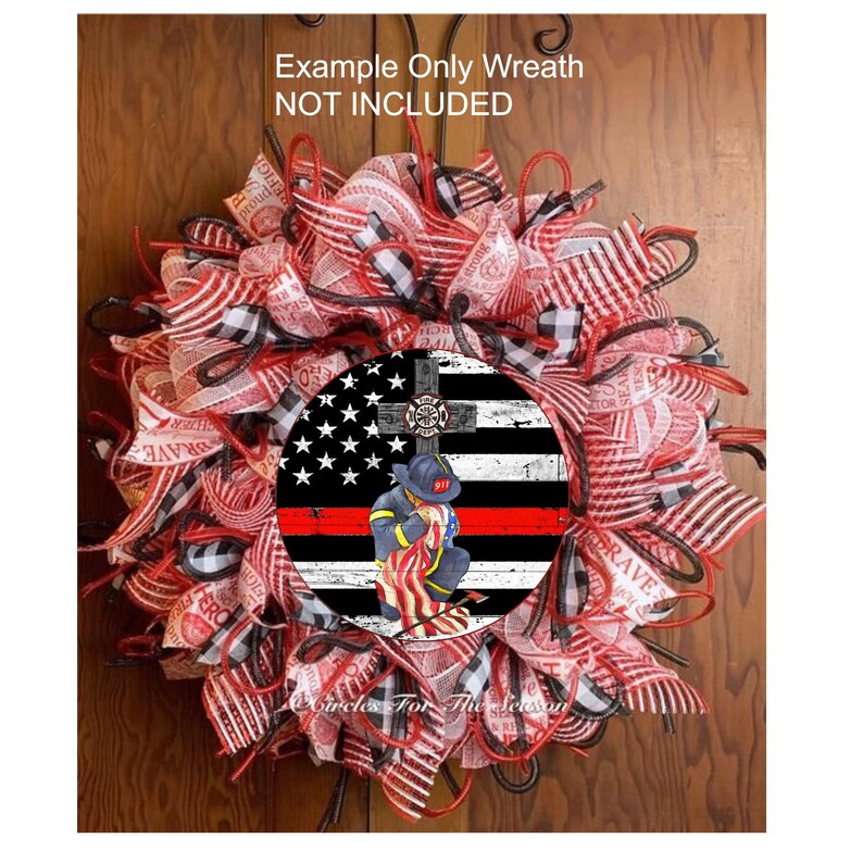Round Firefighter Wreath Sign Firefighter Respect Sign - Etsy