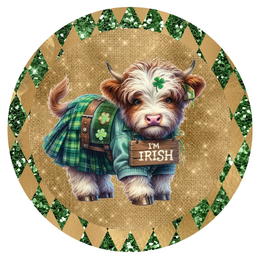Highland Cow I'm Irish Wreath Sign, St. Patty Day Sign, Metal Wreath ...