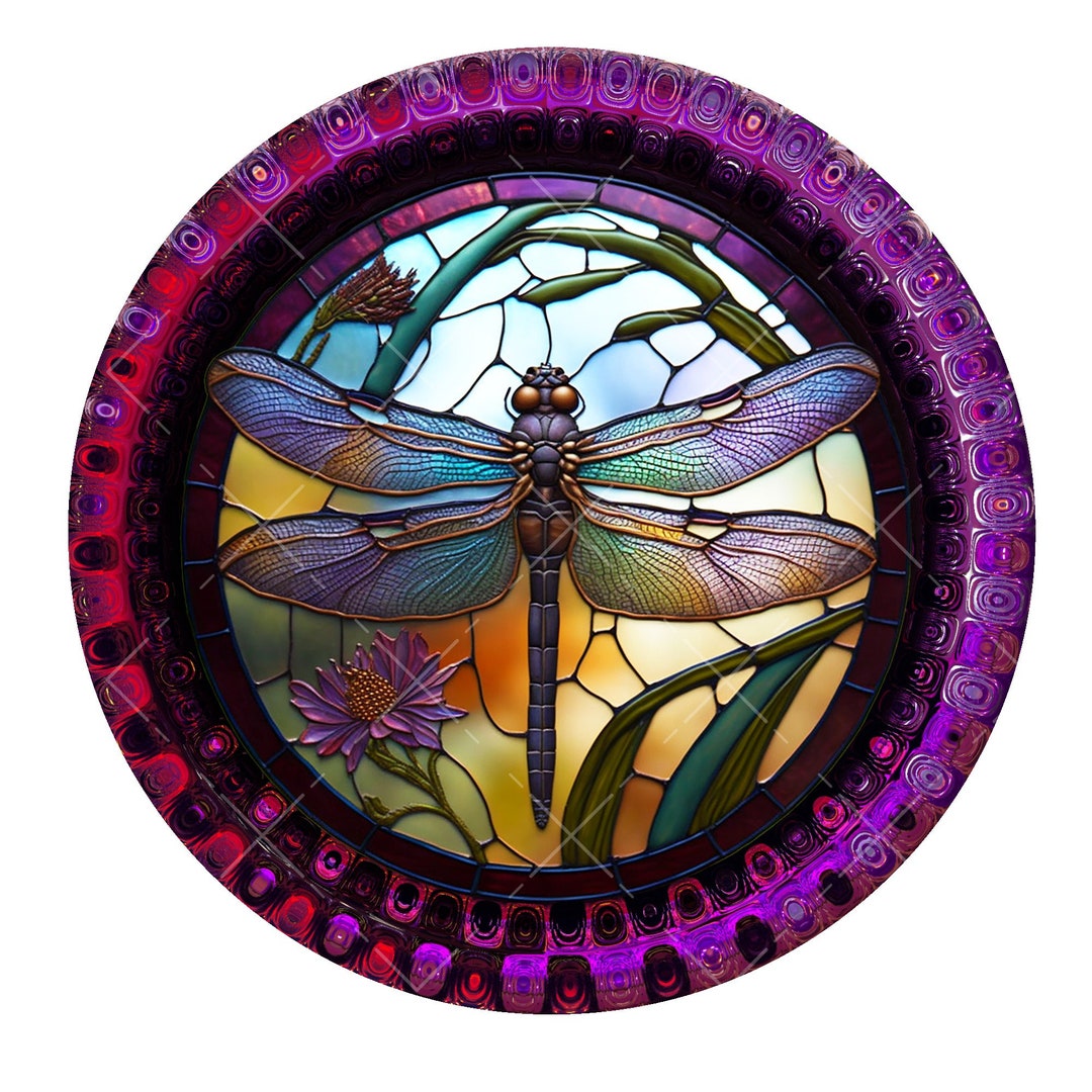 Faux Stained Glass Dragonfly Wreath Sign, Metal Wreath Sign, Signs for ... Faux Stained Glass Dragonfly Wreath Sign, Metal Wreath Sign, Signs for ...