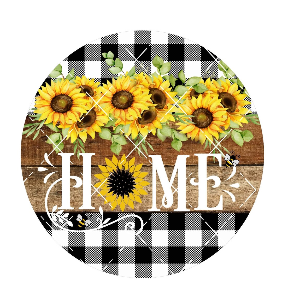 Sunflower Home Wreath Sign, Metal Wreath Sign, Round Wreath Sign ...