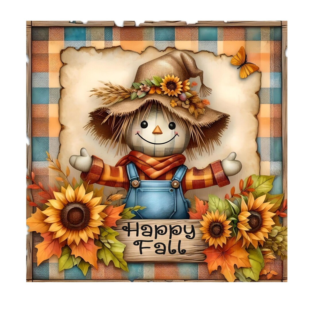 Happy Fall Scarecrow Wreath Sign, Metal Wreath Sign, 10x10 Wreath Sign ...