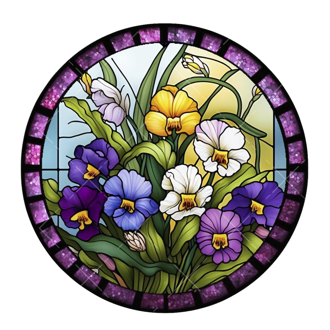 Pansy Floral Wreath Sign, Metal Wreath Sign, Signs for Wreaths, Round ...