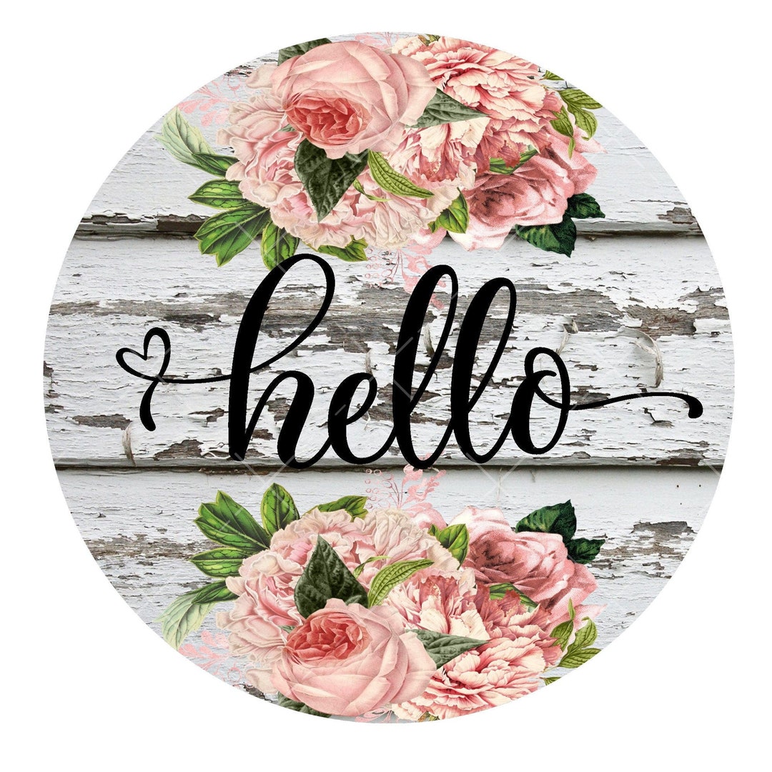 Rustic Hello Wreath Sign, Metal Wreath Sign, Signs for Wreaths, Round ...