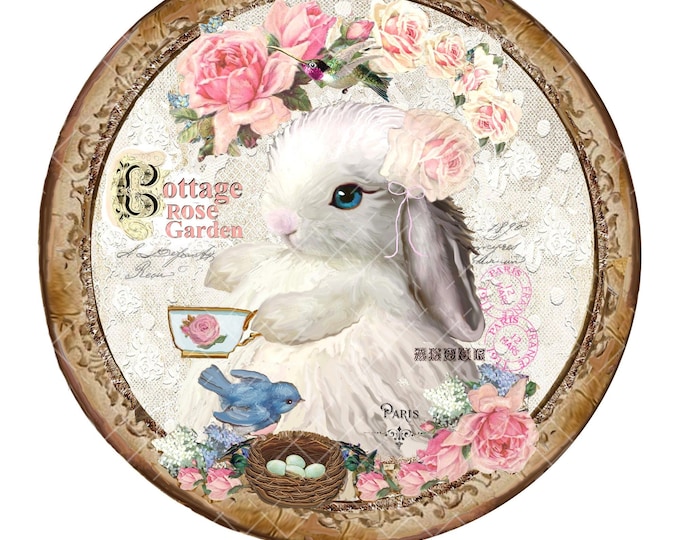 Bunny Victorian Shabby Chic Wreath Sign, Metal Wreath Sign, Round ...