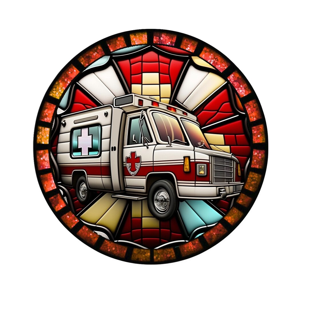 Faux Stained Glass Ambulance/emt Wreath Sign, Metal Wreath Sign, Signs ...