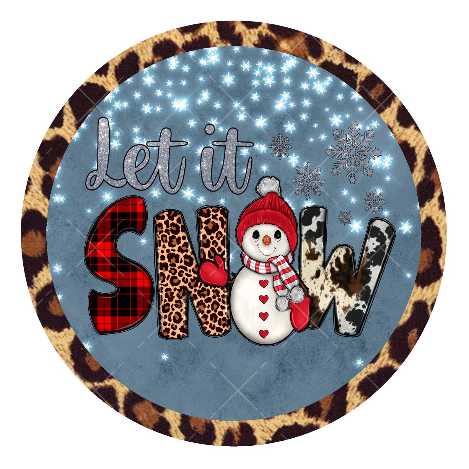 Let It Snow Leopard Wreath Sign Metal Wreath Sign Signs for - Etsy