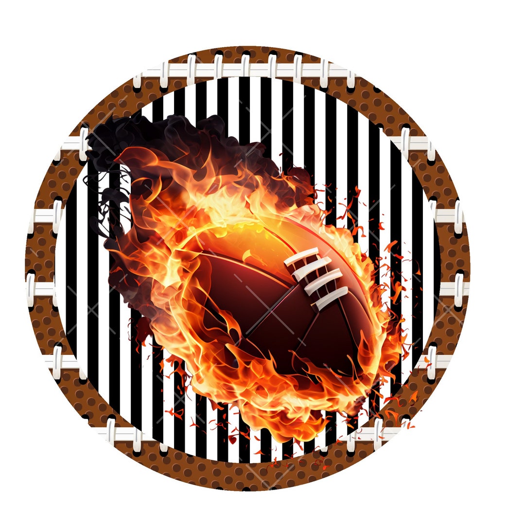 Round Flaming Football Wreath Sign, Metal Wreath Sign, Signs for ...