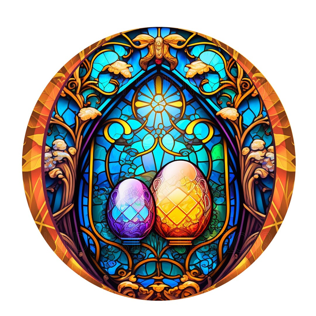 Faux Stained Glass Easter Egg Wreath Sign, Metal Wreath Sign, Signs for ...