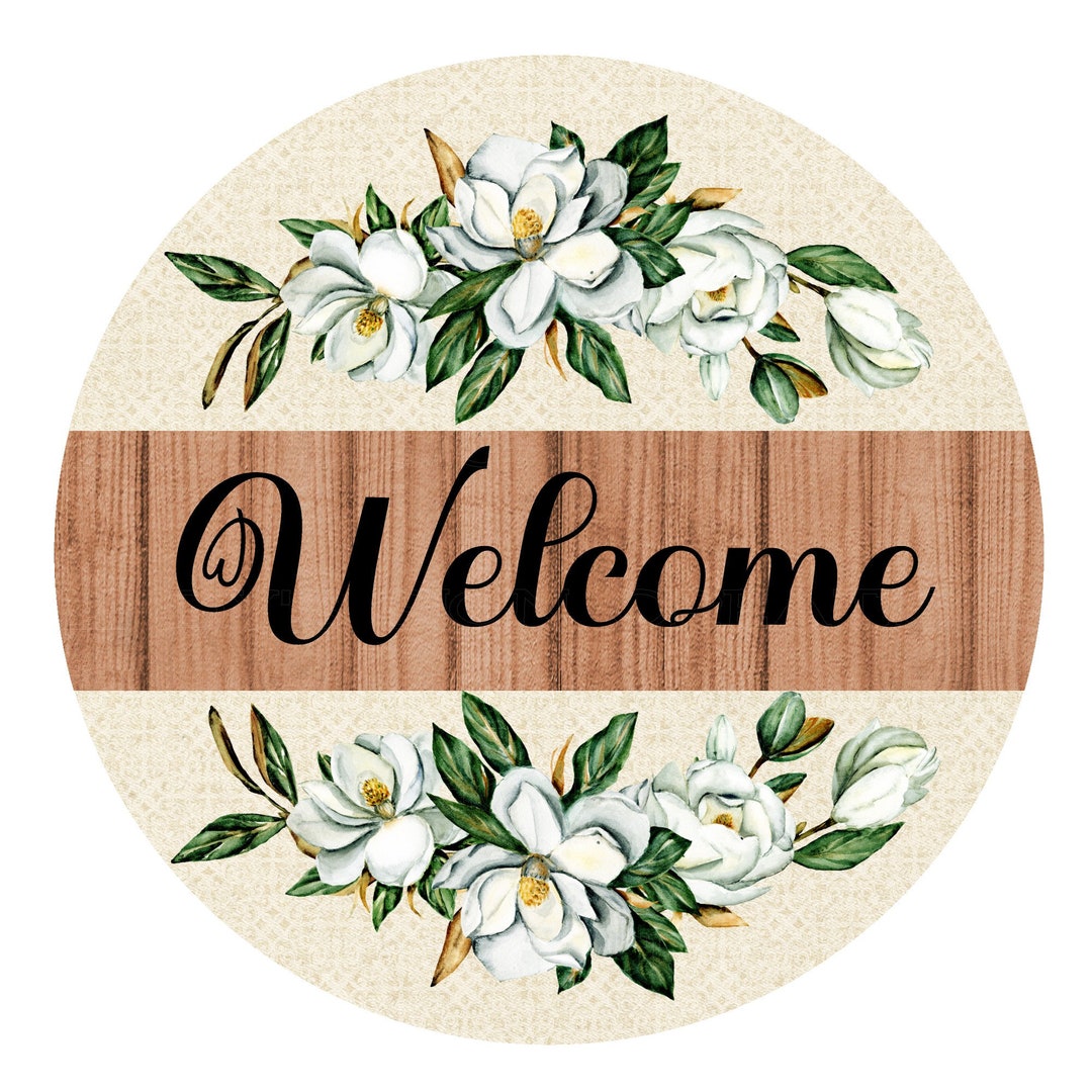 Magnolia Flower Welcome Wreath Sign, Signs for Wreaths, Metal Wreath ...