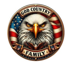 God, Country, Family Patriotic Wreath Sign, Eagle Wreath Sign, Metal ...