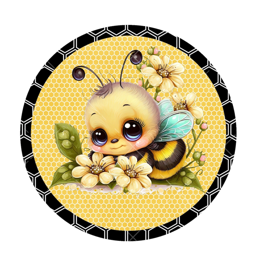 Round Bee Wreath Sign, Metal Wreath Sign, Signs for Wreaths, Door Decor ...