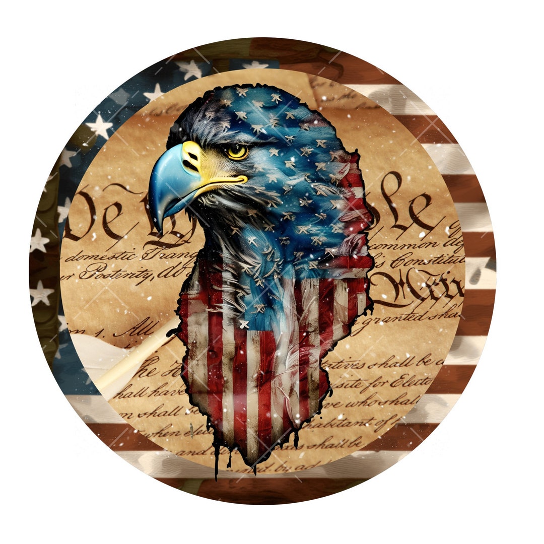 Patriotic Eagle Wreath Sign, Metal Wreath Sign, Independence Day Decor ...