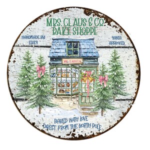 Mrs. Claus Bake Shop Wreath Sign, Metal Wreath Sign, Signs for Wreaths ...