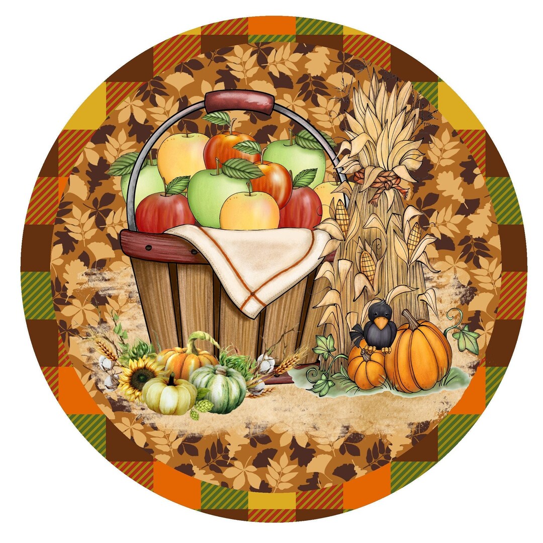 Fall Apple Basket Wreath Sign, Metal Wreath Sign, Wreath Attachment ...