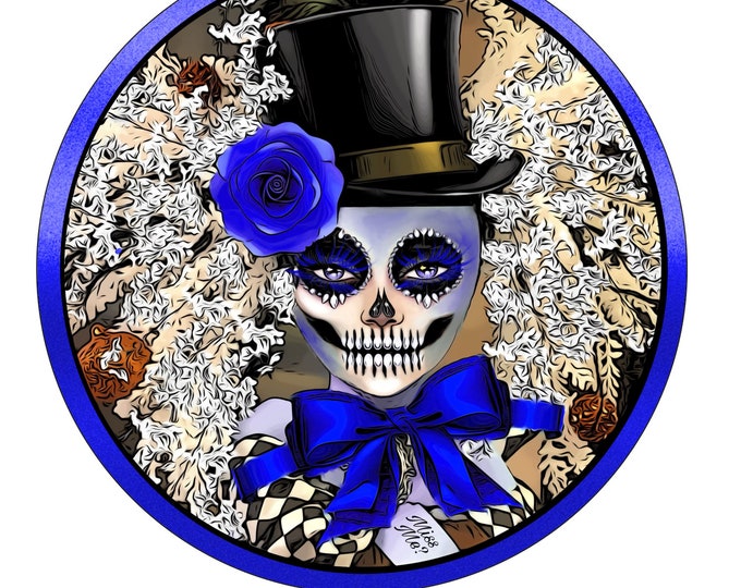 Blue Sugar Skull Wreath Sign Wreath Attachment Metal Wreath | Etsy