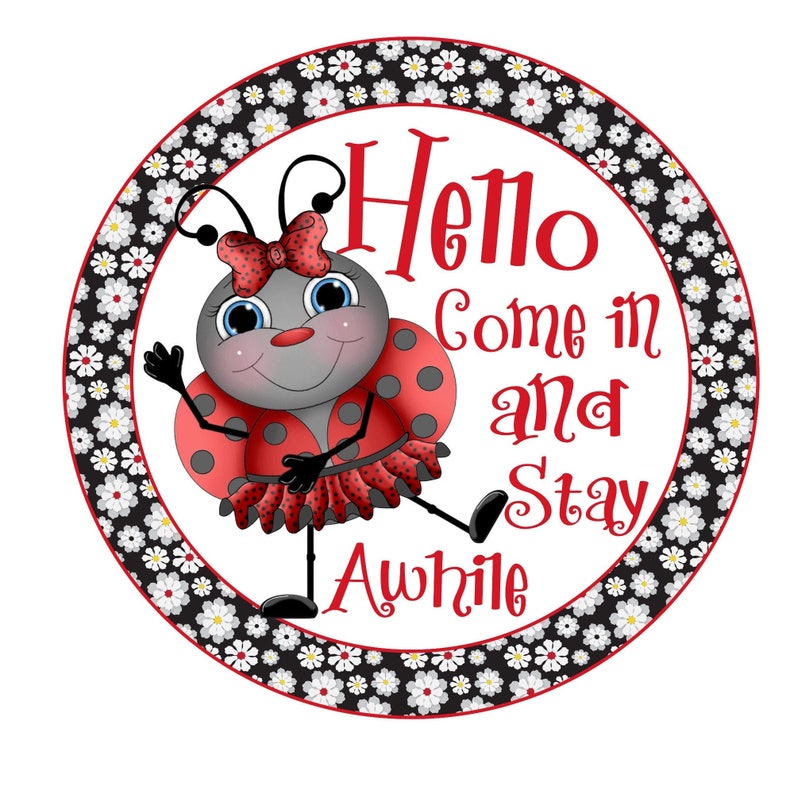Hello Ladybug Wreath Sign Wreath Attachment Metal Wreath - Etsy