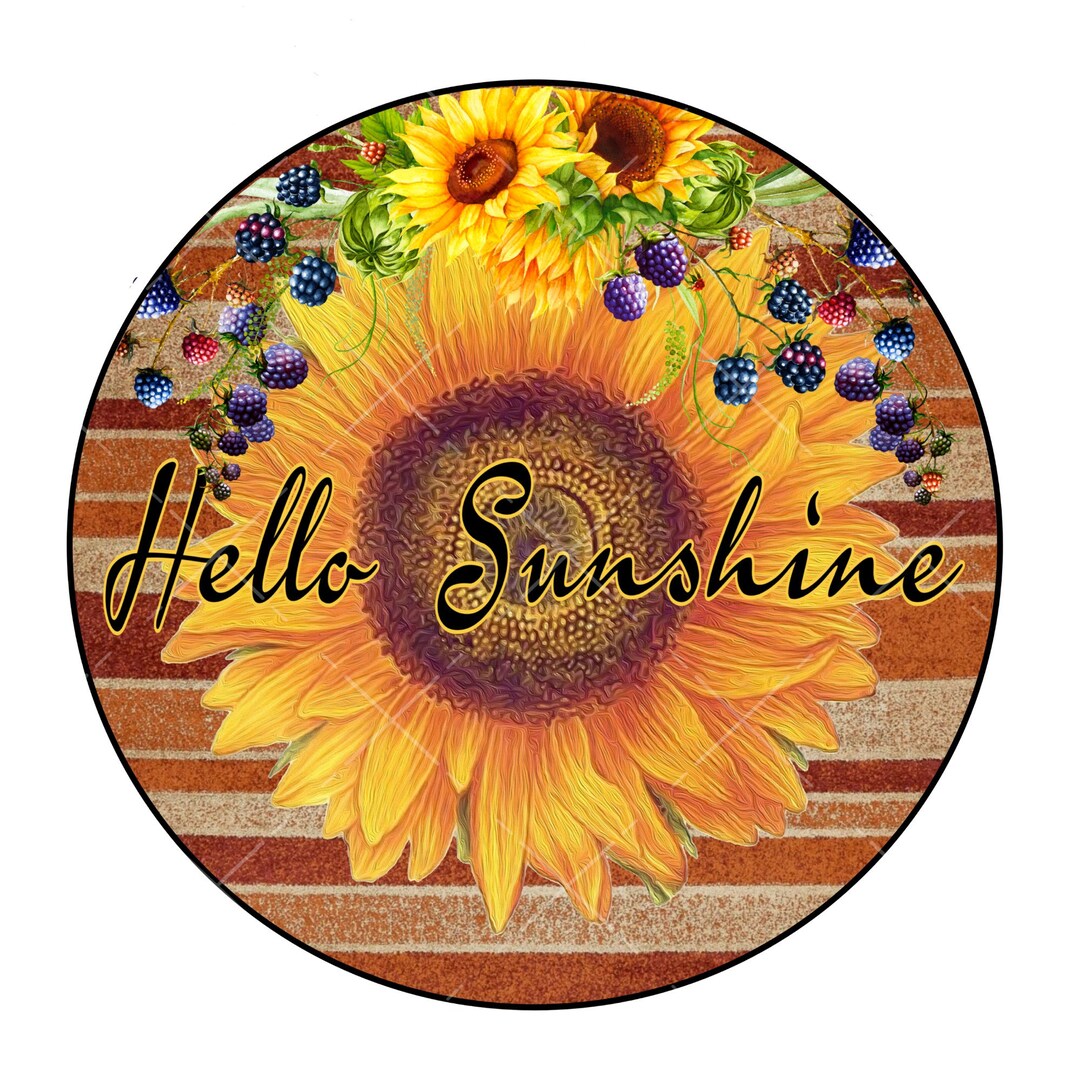 Hello Sunshine Sunflower Wreath Sign, Metal Wreath Sign, Signs for ...