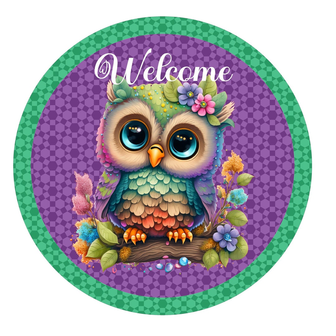 Cute Owl Welcome Wreath Sign, Metal Wreath Sign, Signs for Wreaths ...