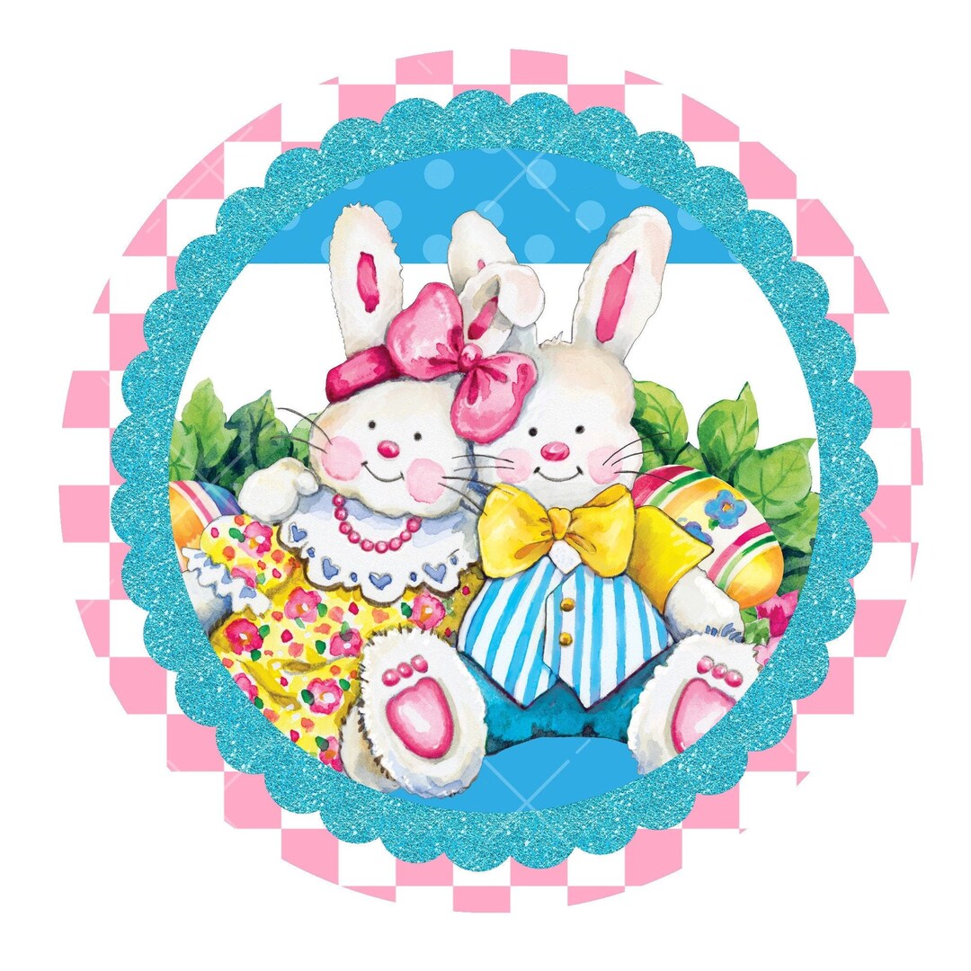 Easter Bunny Wreath Sign, Metal Wreath Sign, Round Wreath Sign, Signs ...