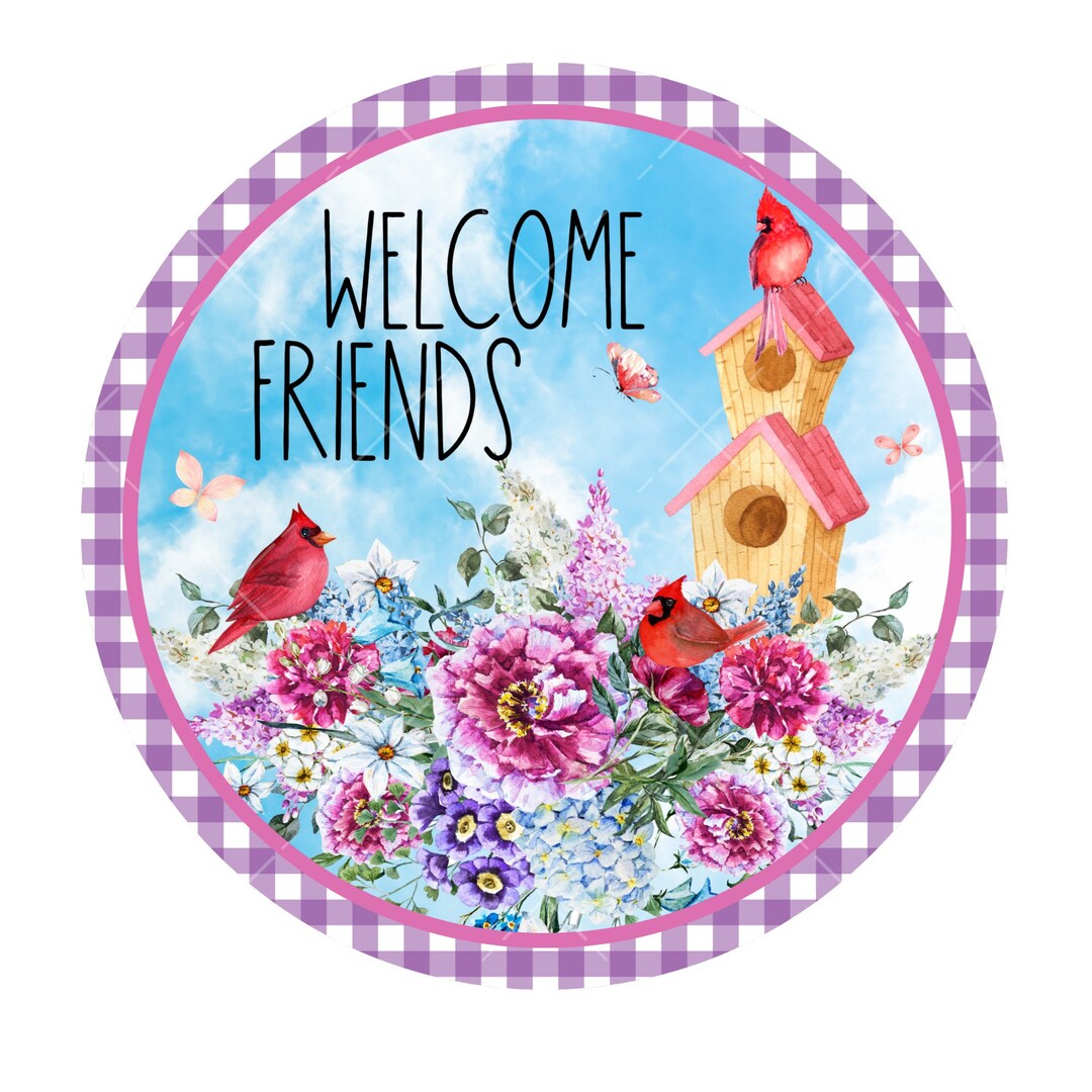 Welcome Friends Wreath Sign, Metal Wreath Sign, Signs for Wreaths, Home ...