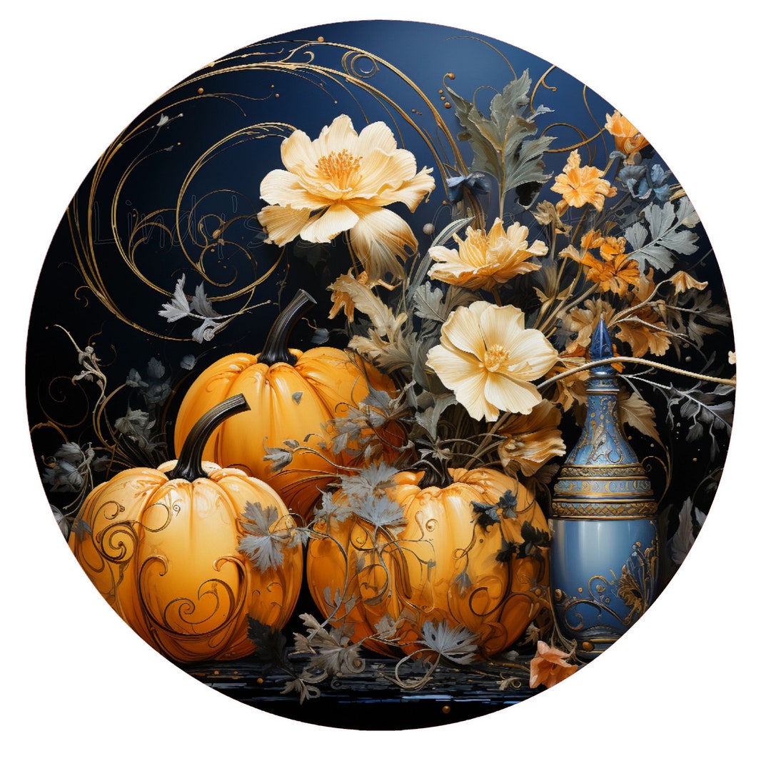 Pumpkins Wreath Sign, Metal Wreath Sign, Round Wreath Sign, Lindys Sign ...