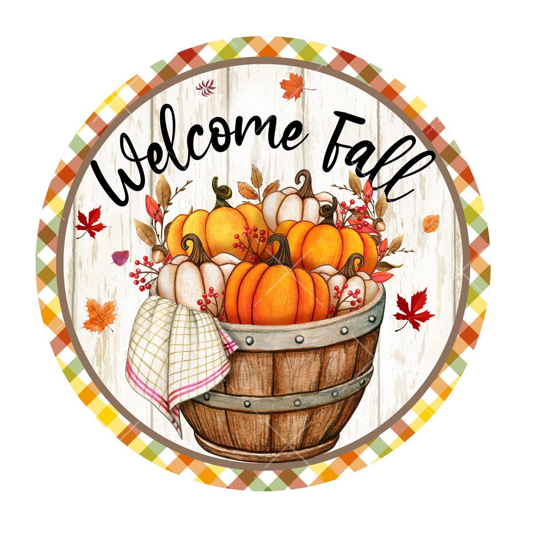 Welcome Fall Wreath Sign, Metal Wreath Sign, Signs for Wreaths, Fall ...