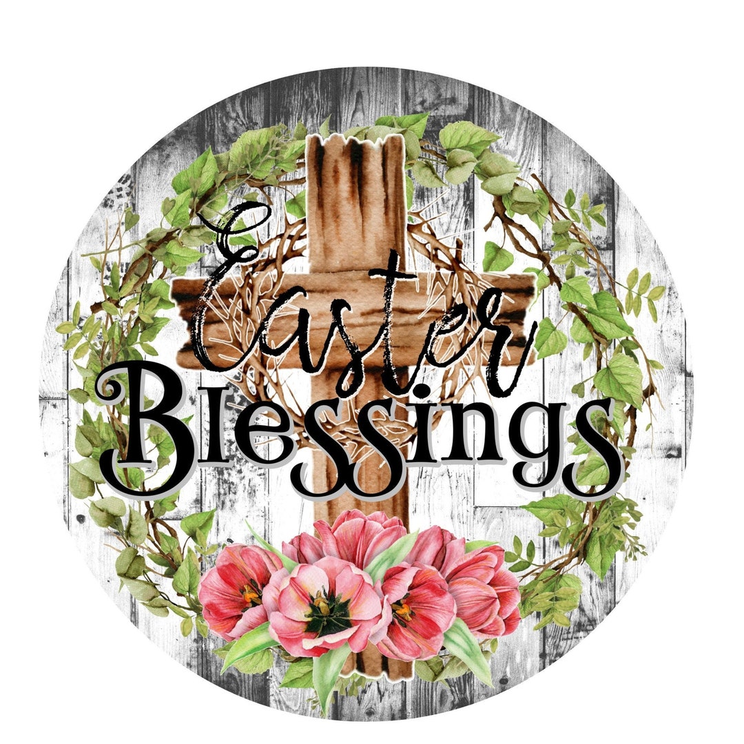 Easter Blessings Wreath Sign, Wreath Attachment, Door Decor, Metal Sign ...