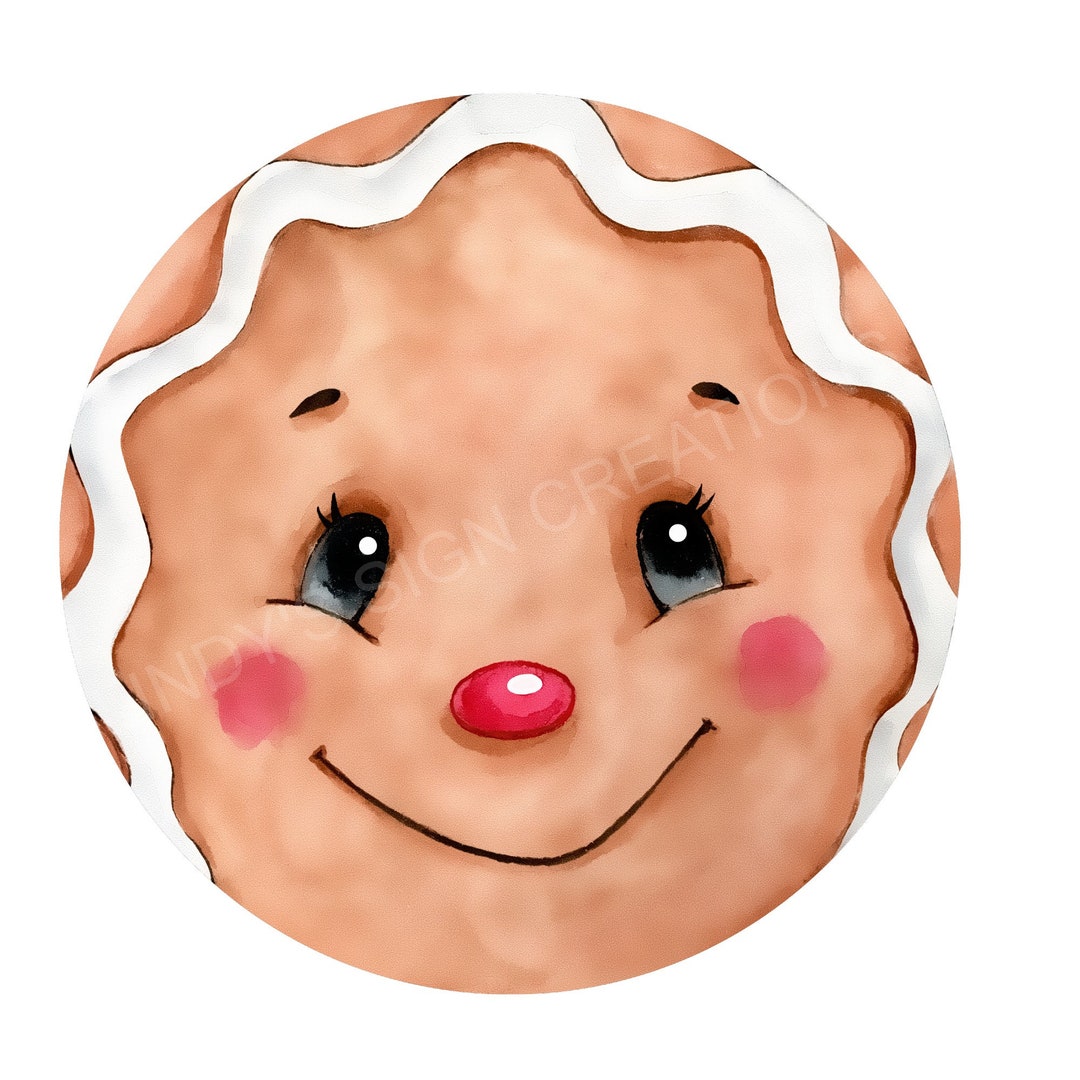 Gingerbread Face Round Wreath Sign, Metal Wreath Sign, Holiday Round ...