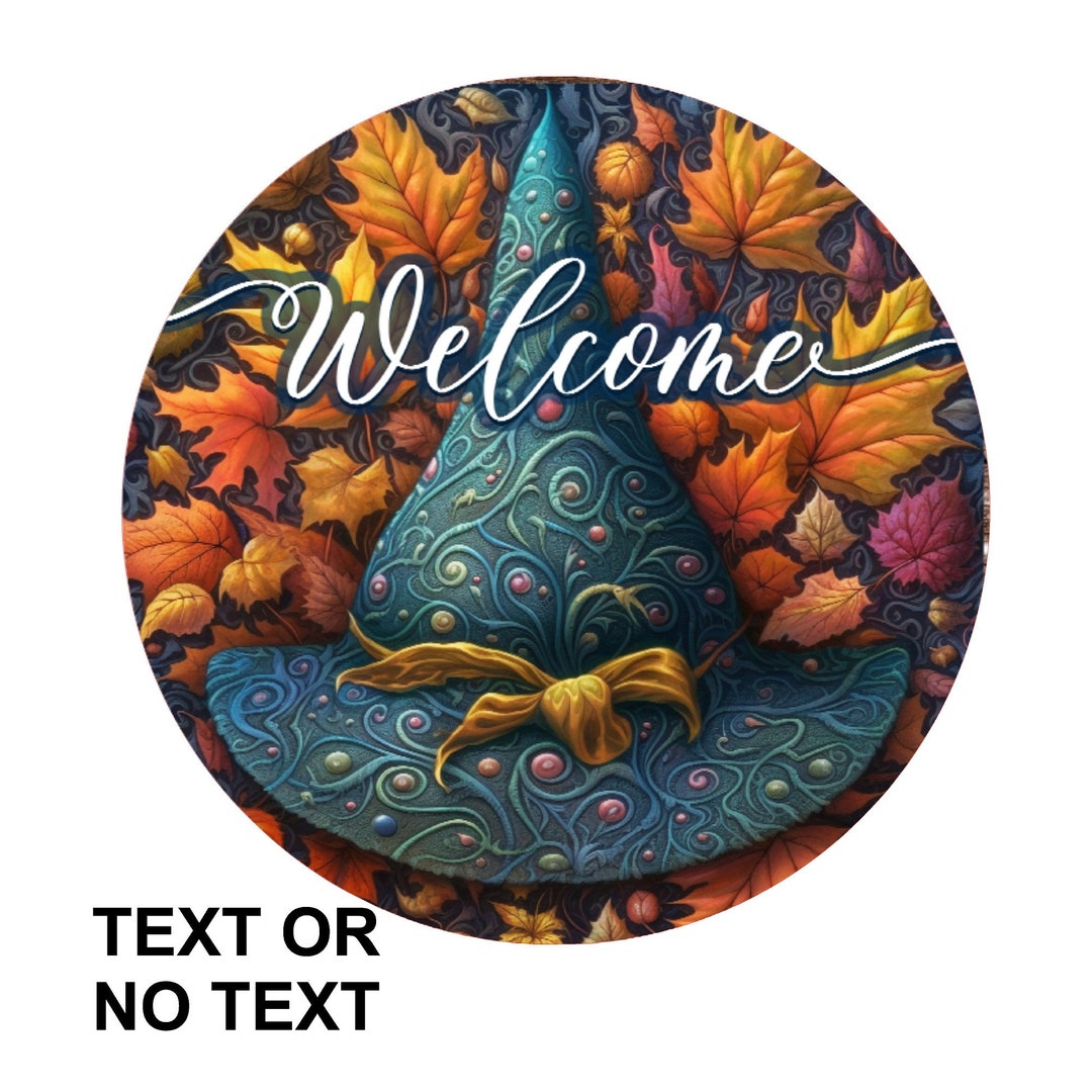 Witches Hat Welcome Wreath Sign, Metal Wreath Sign, Signs for Wreaths ...
