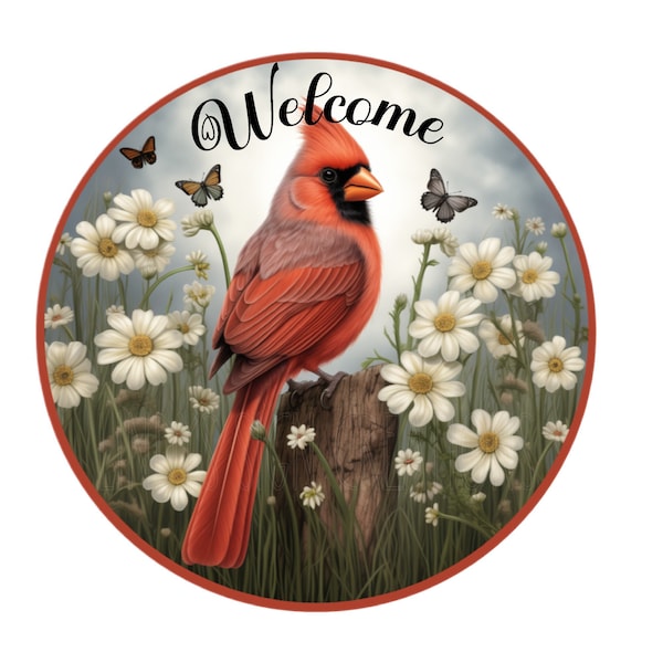 Cardinal Welcome Sign - Etsy