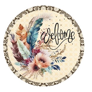 Boho Welcome Wreath Sign, Metal Wreath Sign, Door Decor, Signs for ...