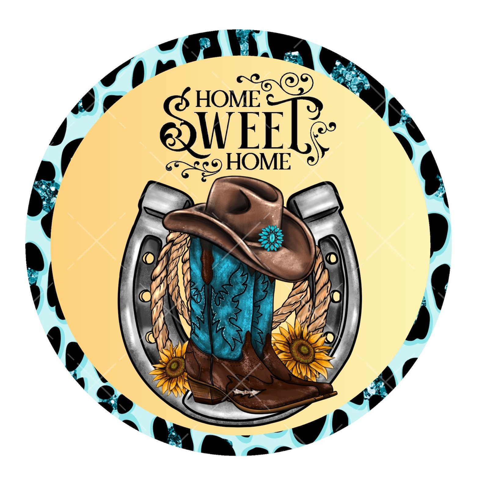 Western Home Sweet Home Wreath Sign Metal Wreath Sign Signs - Etsy