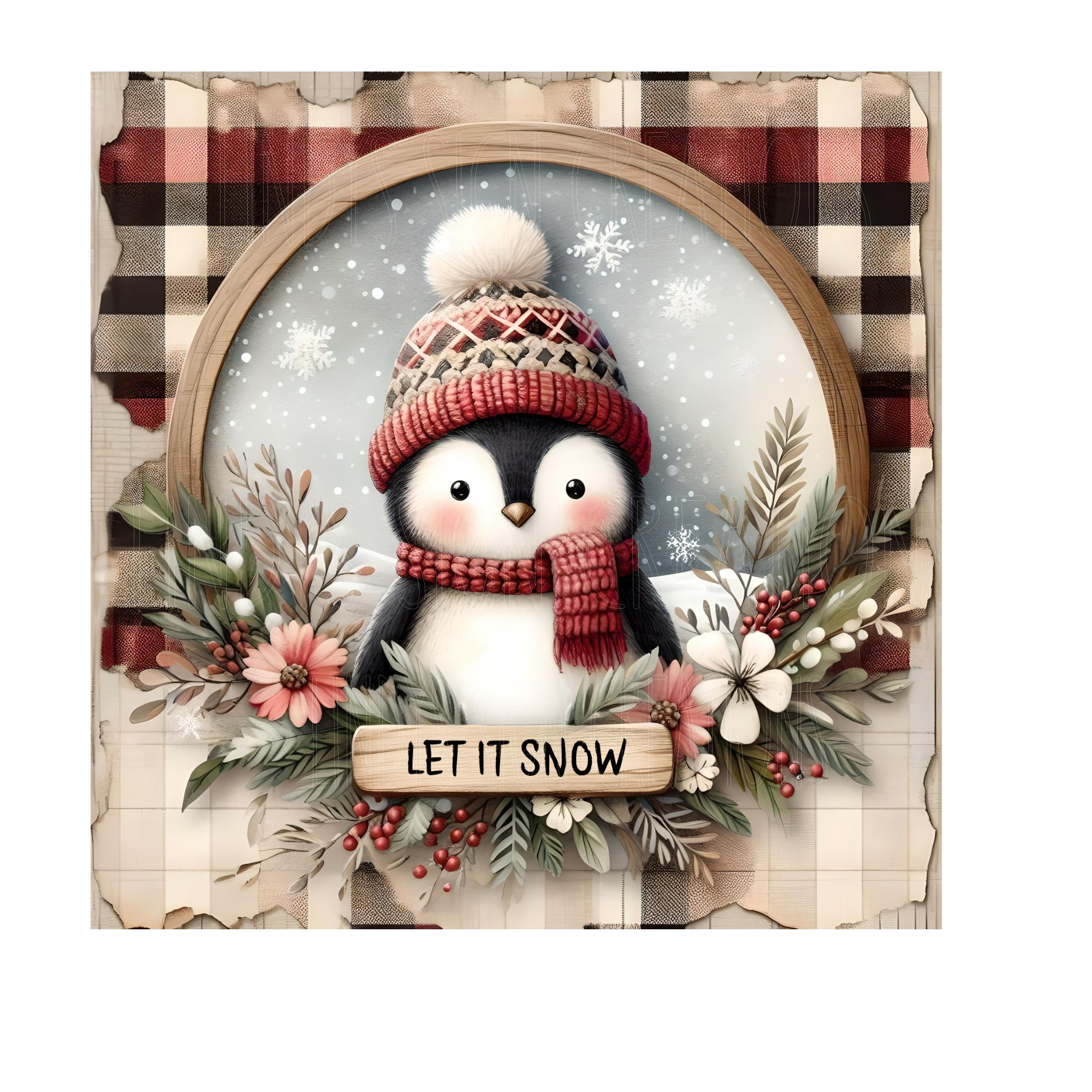 Penguin Let It Snow Wreath Sign, 10x10 Wreath Sign, Metal Wreath Sign ...