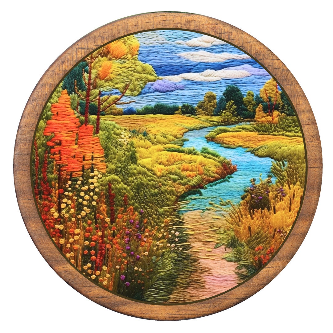 Faux Embroidery Fall River Wreath Sign, Metal Wreath Sign, Signs for ...