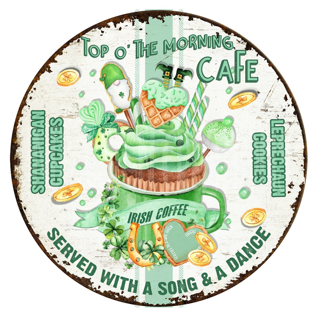Irish Cafe Wreath Sign, St Patrick's Day Sign, Metal Wreath Sign, Sign ...