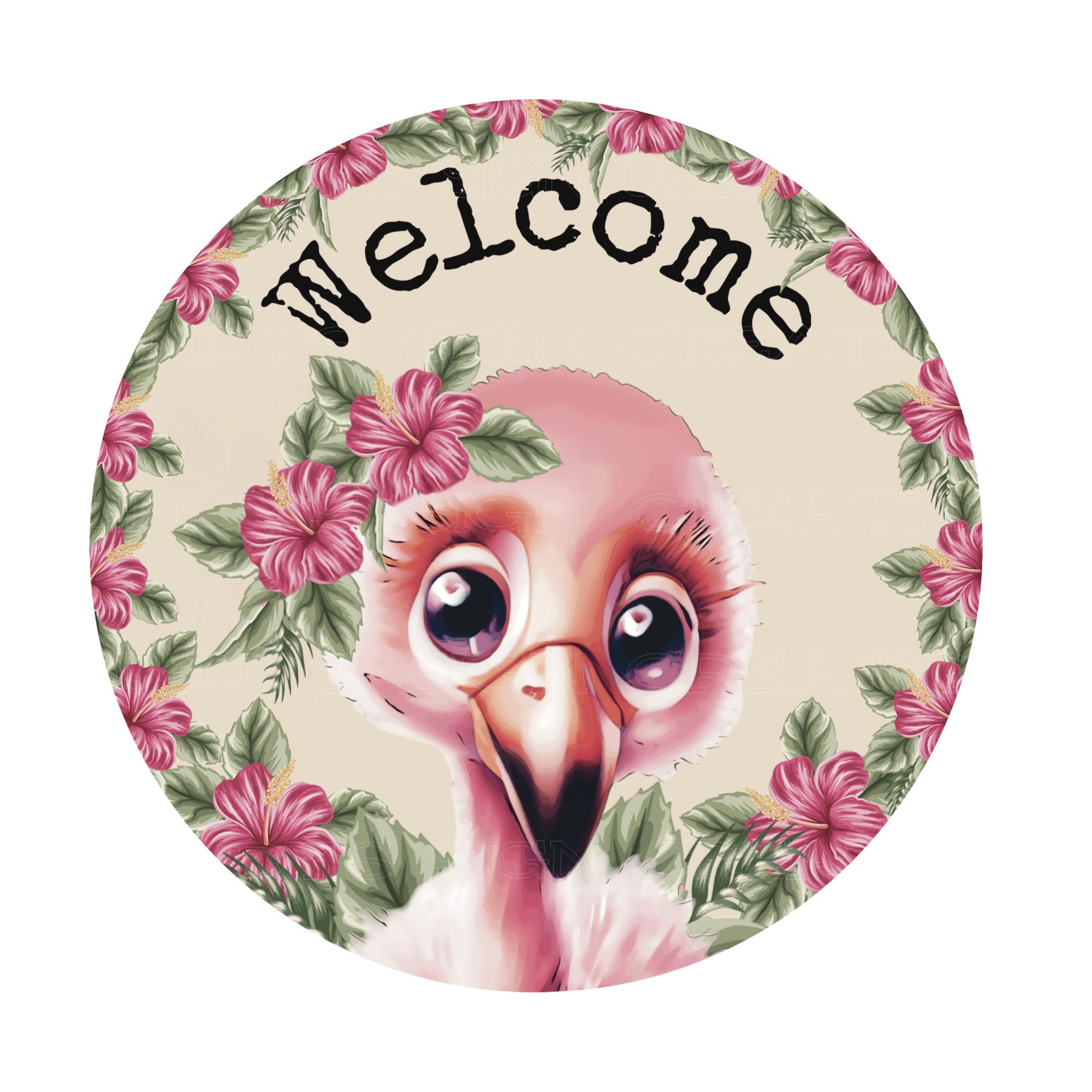 Cute Flamingo Welcome Wreath Sign Metal Wreath Sign Sign for - Etsy