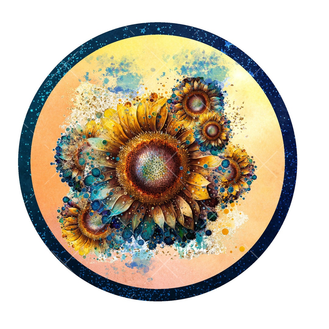 Sunflower Wreath Sign, Metal Wreath Sign, Signs for Wreaths, Round ...