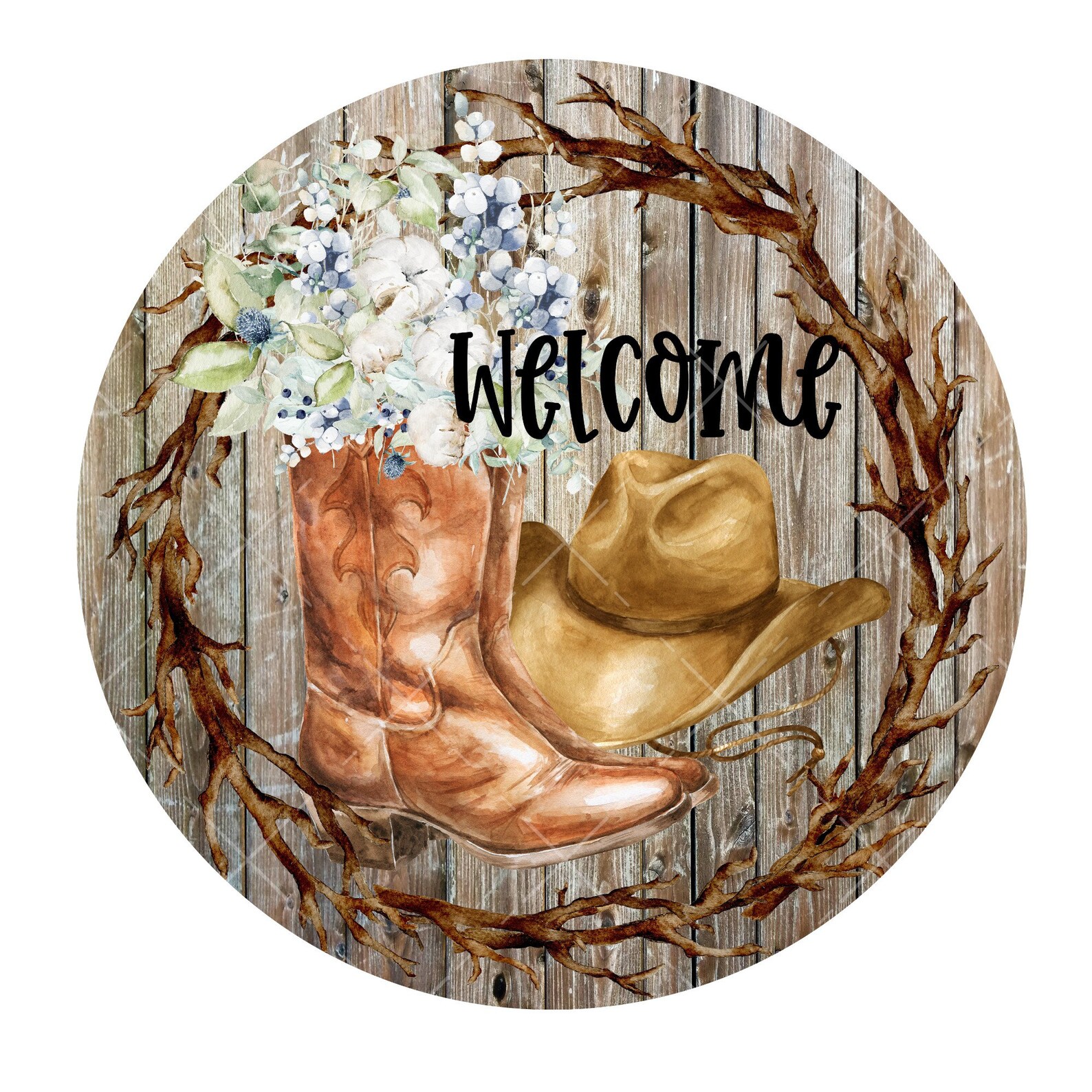 Western Welcome Wreath Sign Metal Wreath Sign Signs for - Etsy