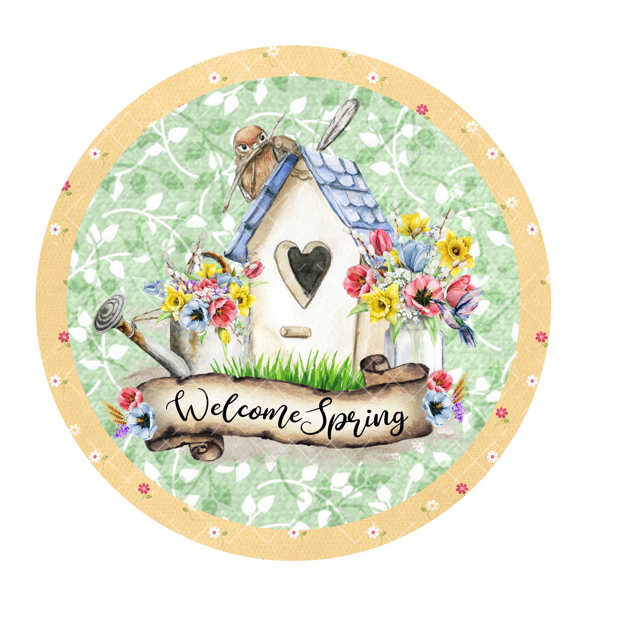 Welcome Spring Wreath Sign Metal Wreath Sign Signs for - Etsy