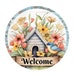 Floral Welcome Wreath Sign, Metal Wreath Sign, Round Wreath Sign, Door ...