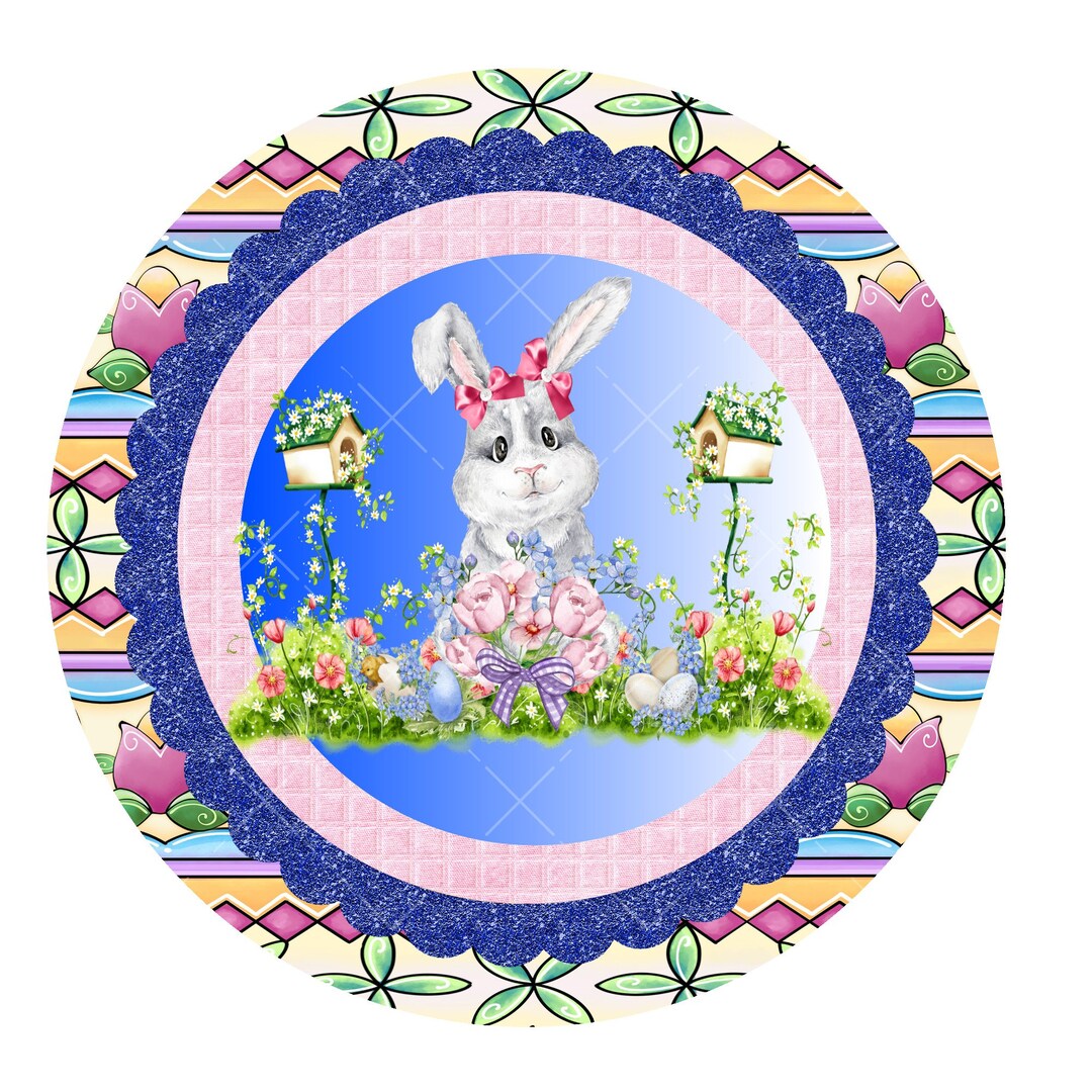Cute Bunny Wreath Sign, Metal Wreath Sign, Signs for Wreaths, Easter ...