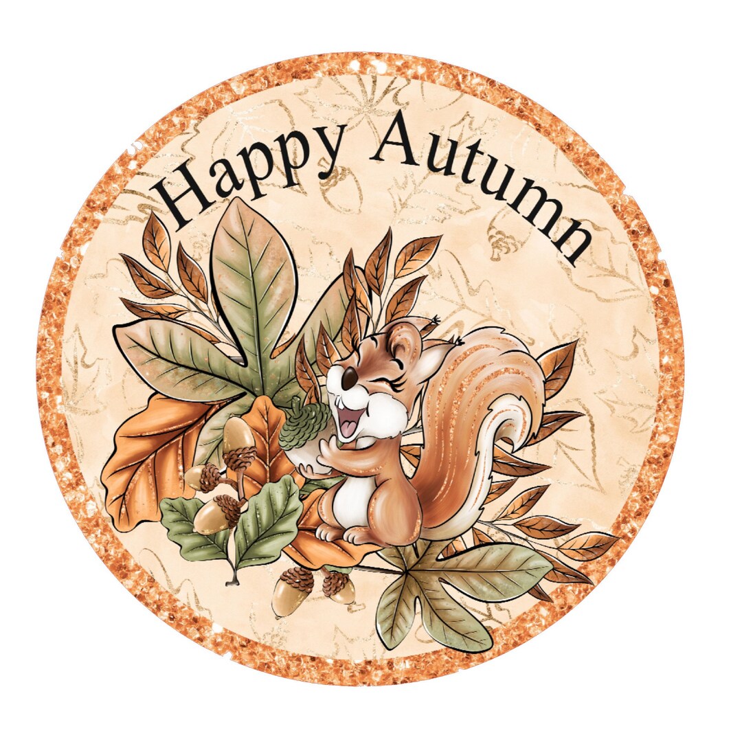 Happy Autumn Wreath Sign, Metal Wreath Sign, Signs for Wreaths, Round ...