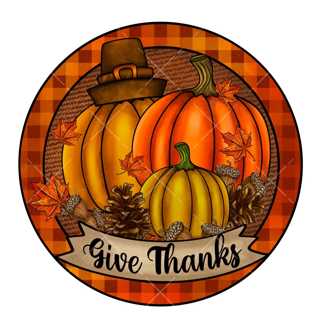 Give Thanks Fall Pumpkin Wreath Sign, Signs for Wreaths, Metal Wreath ...