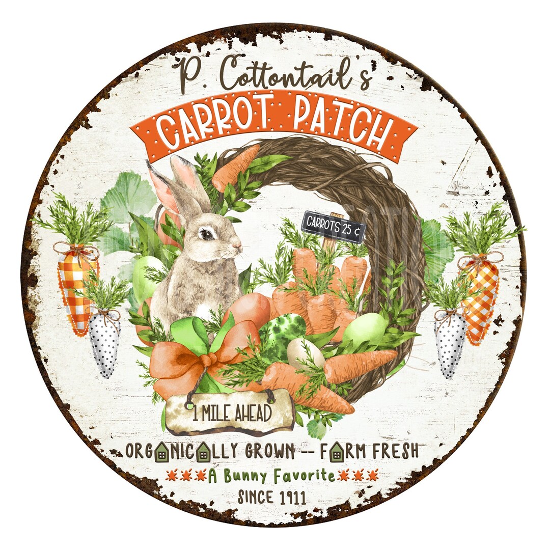 Carrot Patch Wreath Sign, Metal Wreath Sign, Sign for Wreath, Primitive ...